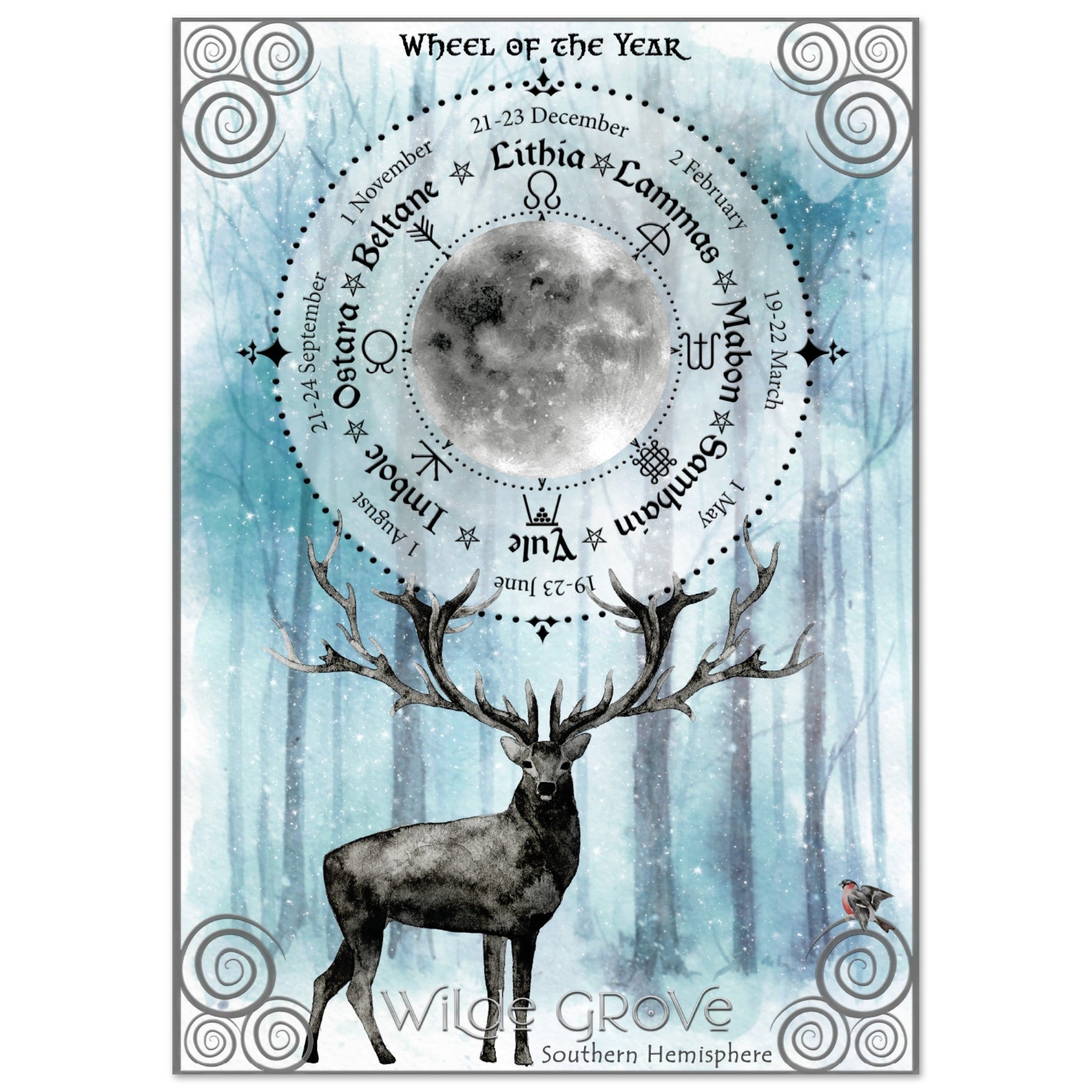 Wheel of the Year - Southern Hemisphere Poster – Katherine Genet